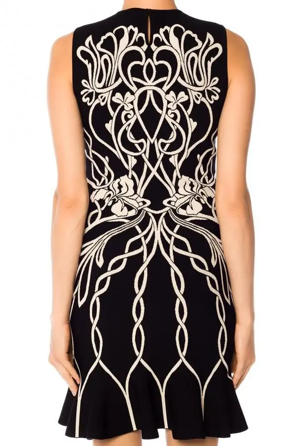 Alexander McQueen Embroidered Sleeveless Round Neck Dress