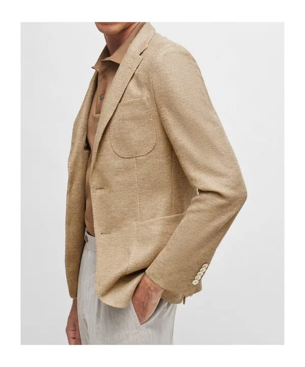 Hugo Boss Single-breasted Linen-blend Blazer