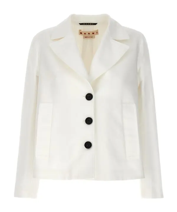 Marni Single-breasted Cropped Tailored Blazer - White