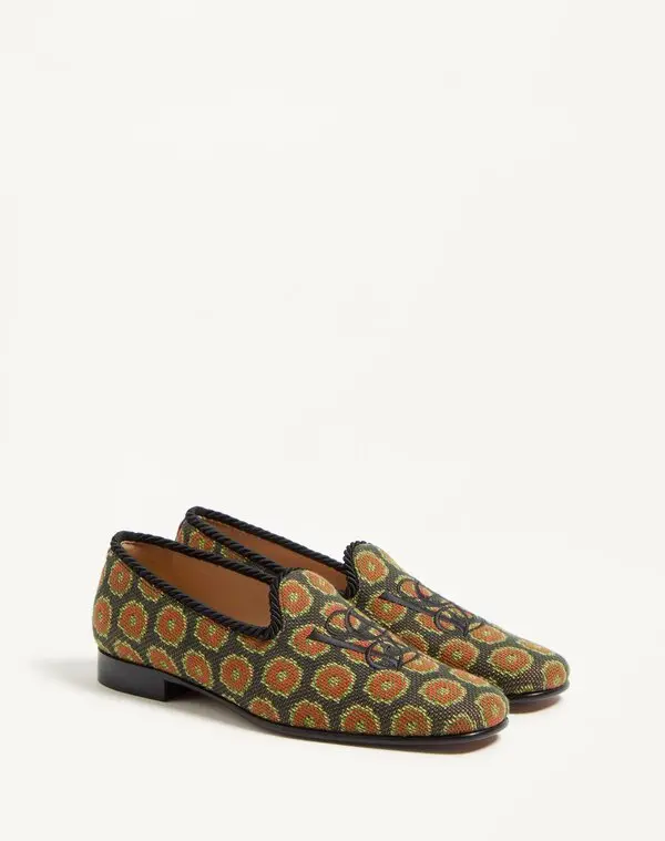 Valentino Garavani Logo Embroidered Floral Patterned Loafers