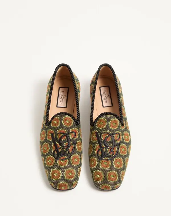 Valentino Garavani Logo Embroidered Floral Patterned Loafers