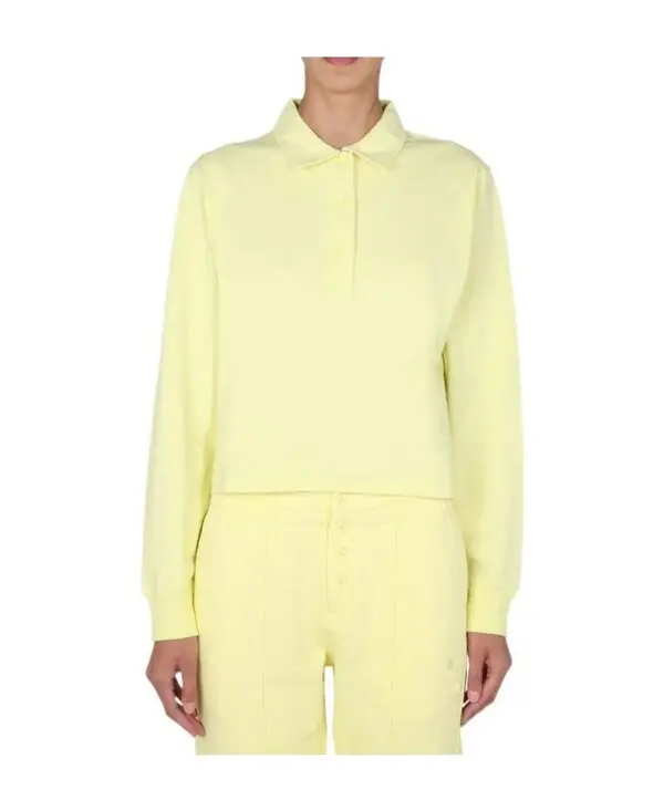 Helmut Lang Long-sleeve Logo Embroidered Polo Shirt - Yellow