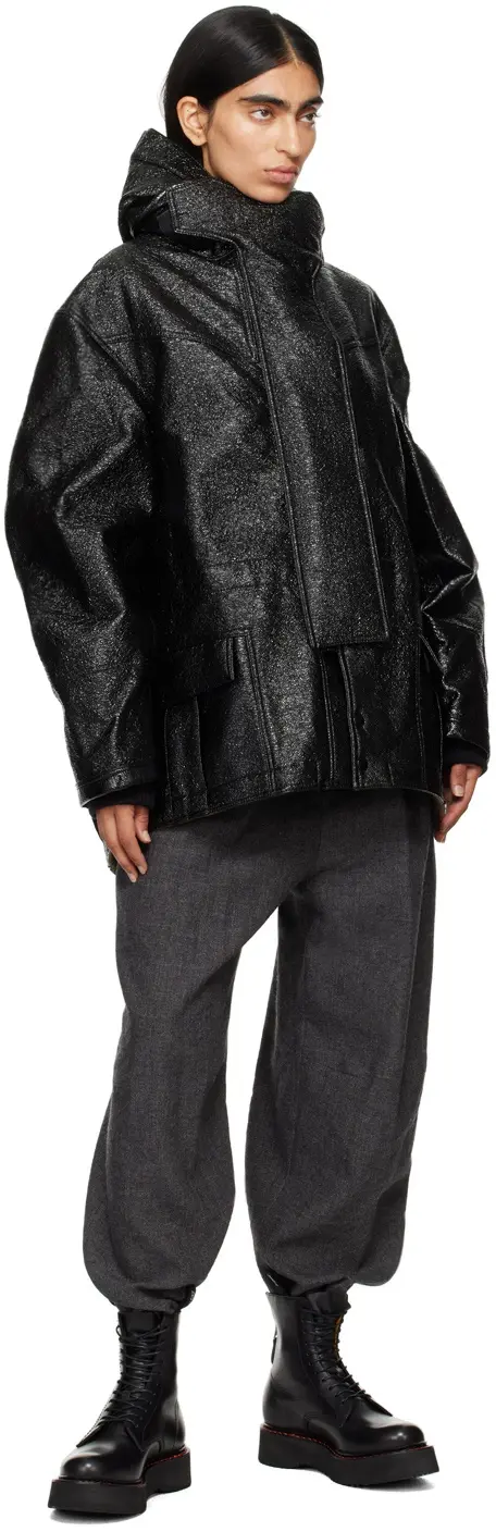 R13 Wide Pleated Pants - Black