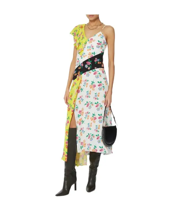 MSGM Floral-printed Asymmetric Midi Dress