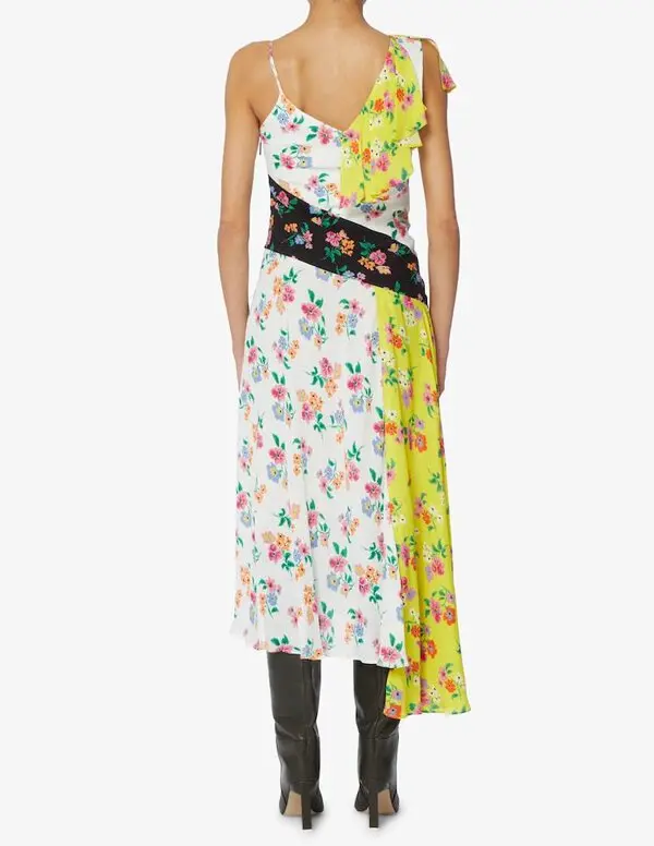MSGM Floral-printed Asymmetric Midi Dress