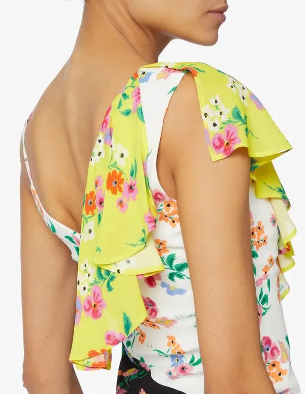 MSGM Floral-printed Asymmetric Midi Dress