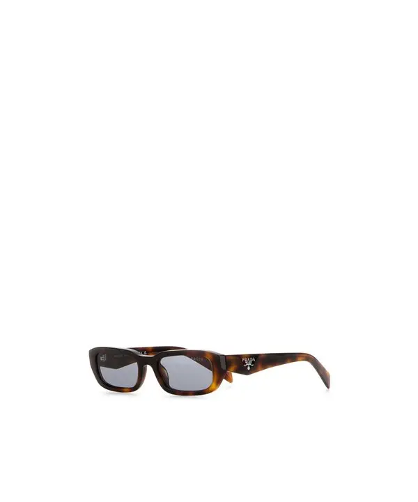 Prada Rectangular Frame Sunglasses With Patterned Temples - Black