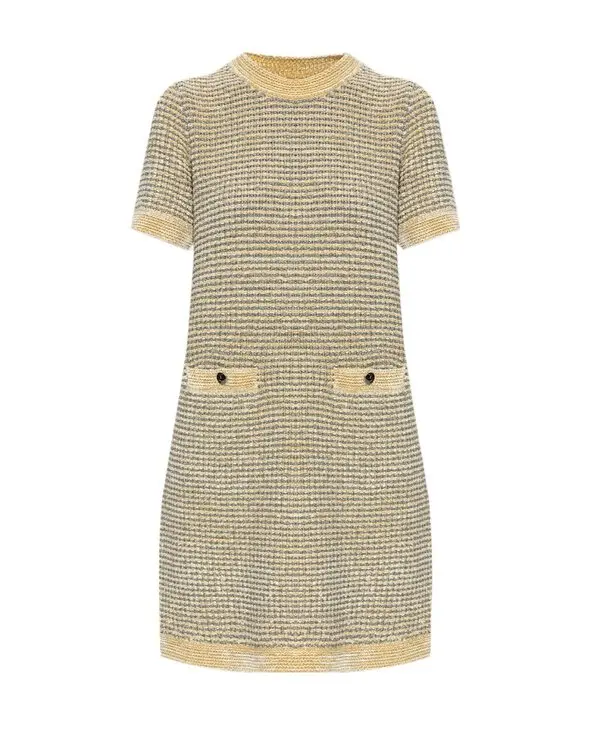 Tory Burch Metallic Thread Velvet Midi Dress - Nude