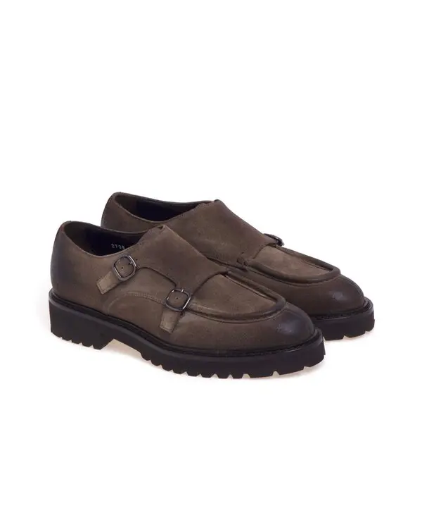 DOUCAL'S Double Buckle Monk Shoes - Brown
