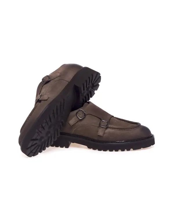 DOUCAL'S Double Buckle Monk Shoes - Brown