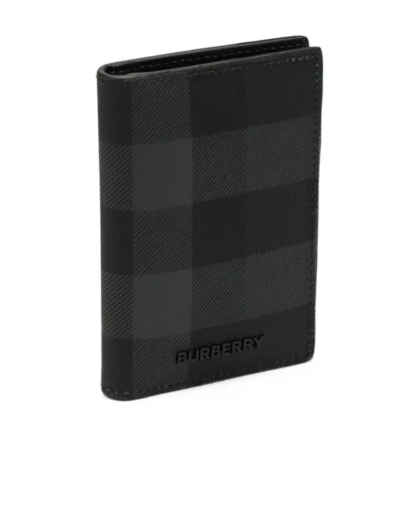 Burberry Check-printed Logo Plaque Bifold Card Holder - Black