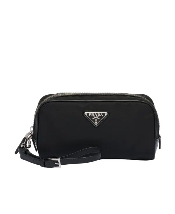 Prada Re-nylon And Brushed Leather Pouch - Black