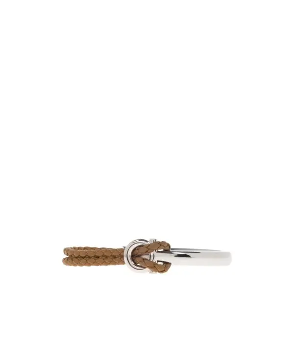 FERRAGAMO Logo Engraved Braided Leather Bracelet - Multicolor
