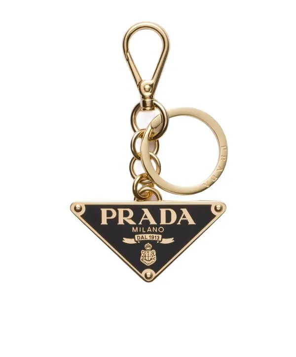 Prada Logo Plaque Clasp-fastened Keyring - Gold/black
