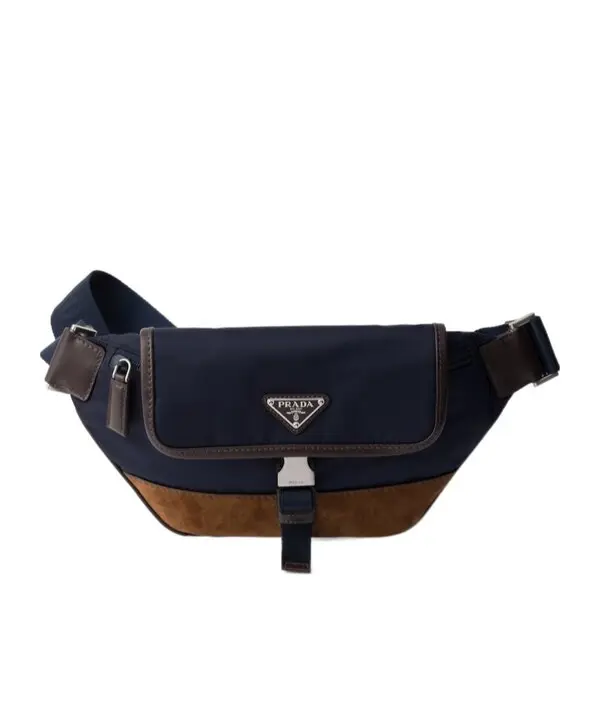 Prada Logo Belt Bag - Blue/coffee