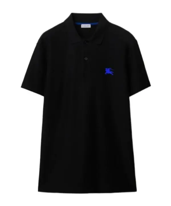 Burberry Ekd-embroidered Short Sleeved Polo Shirt - Black