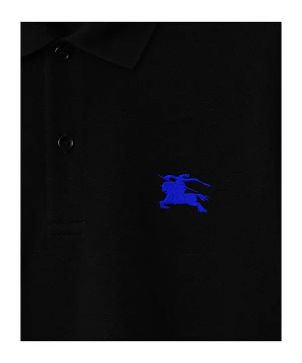 Burberry Ekd-embroidered Short Sleeved Polo Shirt - Black