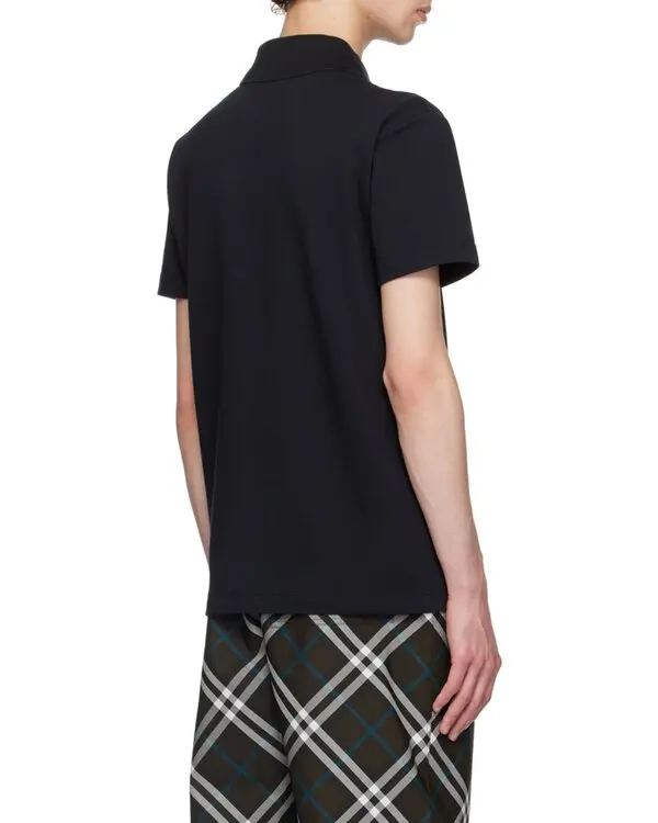 Burberry Ekd-embroidered Short Sleeved Polo Shirt - Black