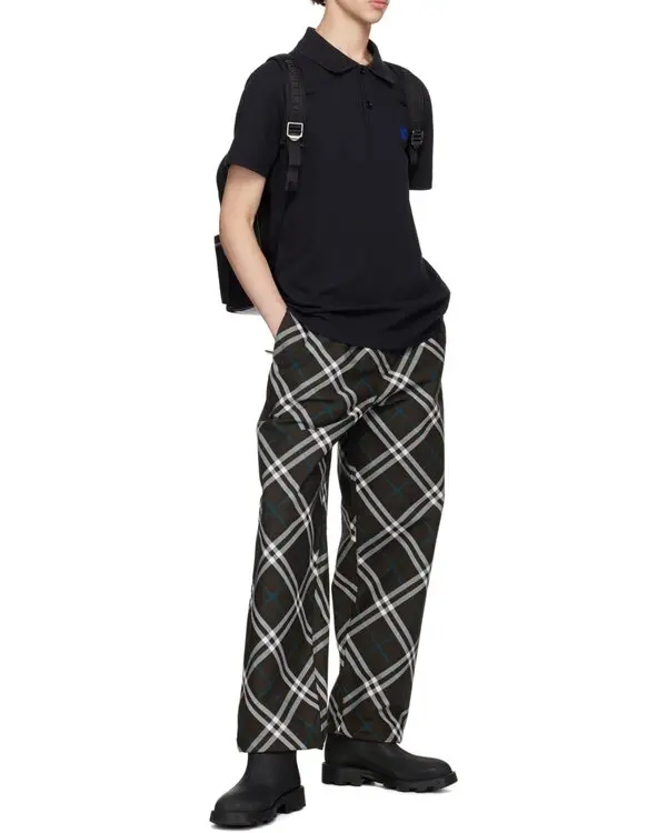 Burberry Ekd-embroidered Short Sleeved Polo Shirt - Black