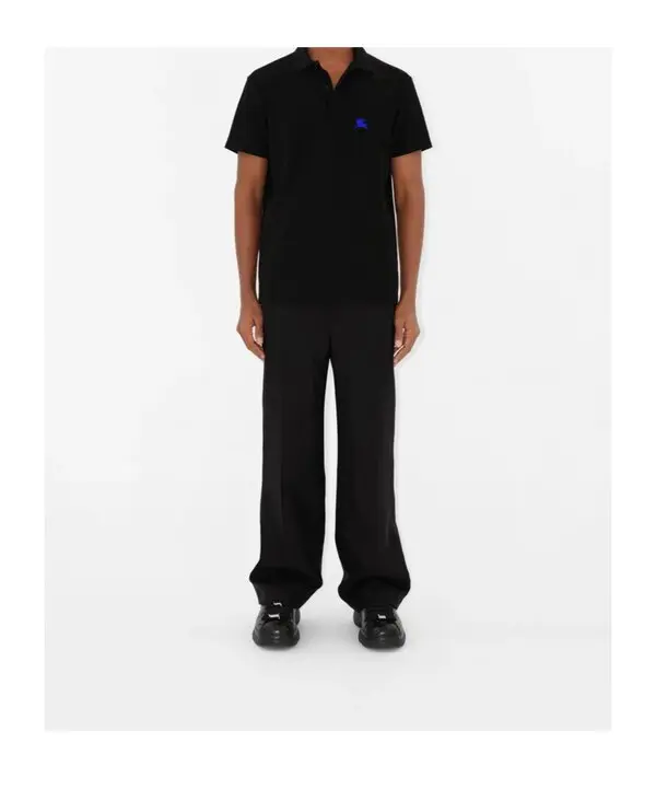 Burberry Ekd-embroidered Short Sleeved Polo Shirt - Black
