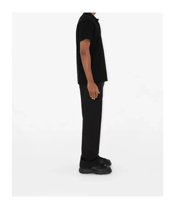 Burberry Ekd-embroidered Short Sleeved Polo Shirt - Black