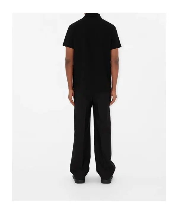Burberry Ekd-embroidered Short Sleeved Polo Shirt - Black
