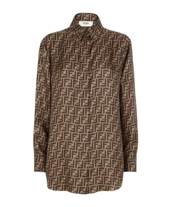 Fendi Ff Jacquard Long Sleeve Shirt - Brown