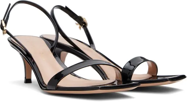GIANVITO ROSSI Ribbon Kitten High Heel Sandals - Black