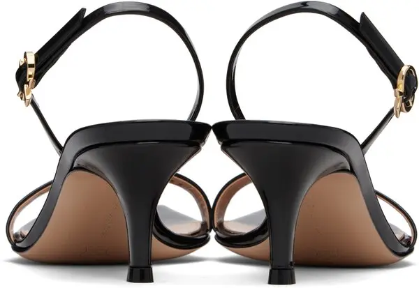 GIANVITO ROSSI Ribbon Kitten High Heel Sandals - Black