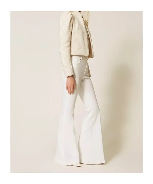 TWINSET Mid-rise Flared Leather Jeans
