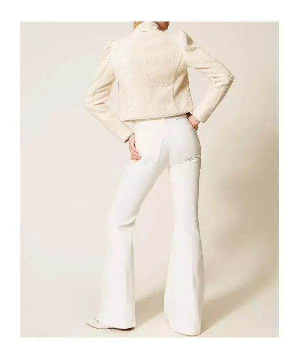 TWINSET Mid-rise Flared Leather Jeans