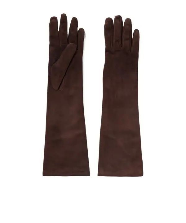 Nour Hammour Suede Gloves - Dark Brown