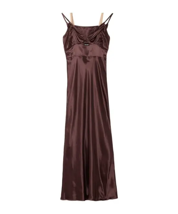 Miu Miu Sleeveless Logo Patch Maxi Dress - Cocoa Brown
