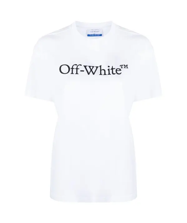 Off-White Bookish Crewneck Straight Hem T-shirt - White