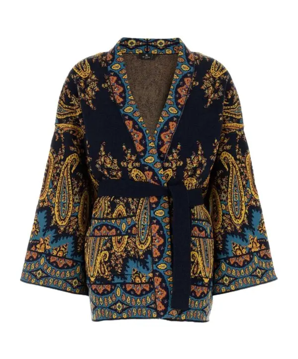 Etro Long-sleeved Belted Cape With V-neck