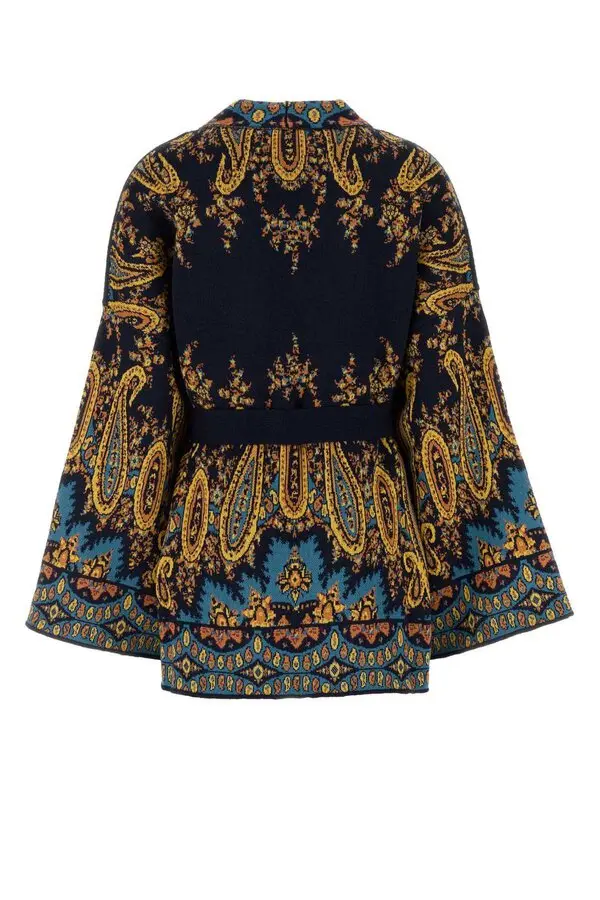Etro Long-sleeved Belted Cape With V-neck