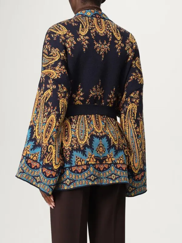 Etro Long-sleeved Belted Cape With V-neck