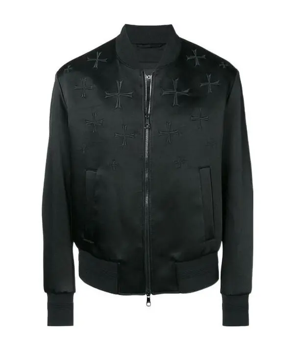 Neil Barrett Pilot Bomber Jacket With Cross Embellishments