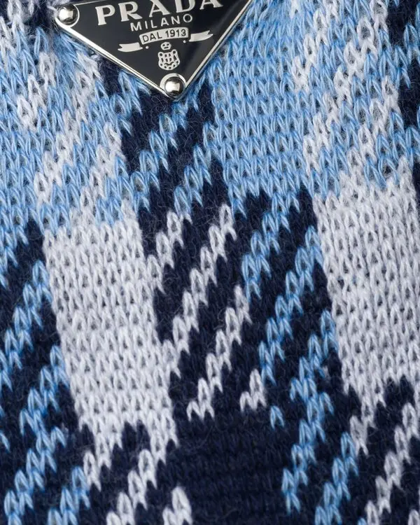 Prada Houndstooth Pattern Knitted Crew Socks