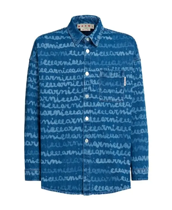 Marni Logo Printed Buttoned Denim Shirt