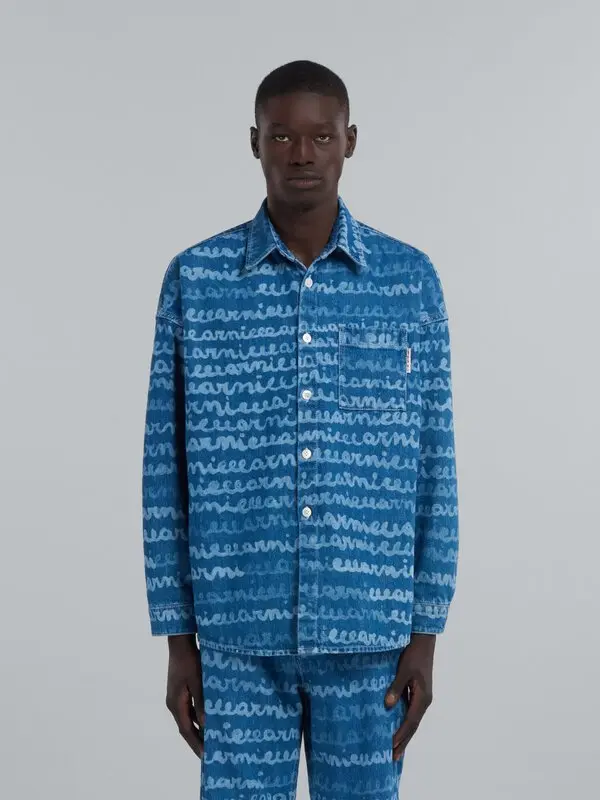 Marni Logo Printed Buttoned Denim Shirt