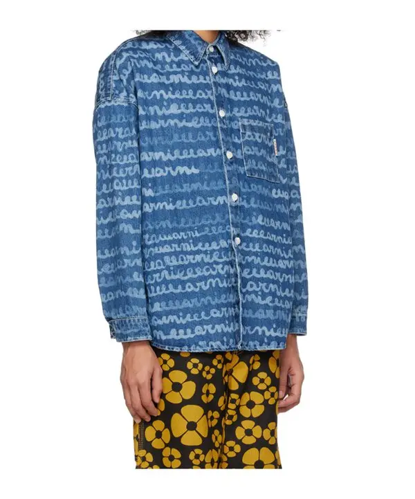 Marni Logo Printed Buttoned Denim Shirt