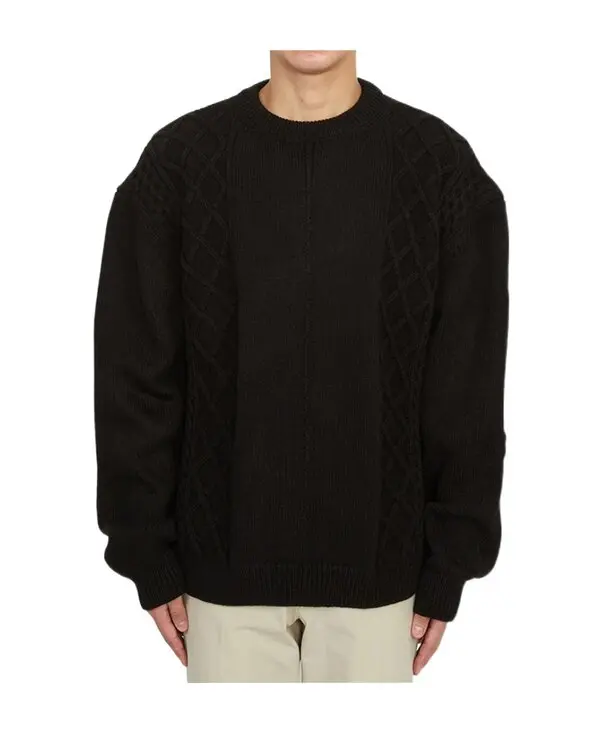 FAMILY FIRST Long-sleeve Crewneck Sweater With Ribbed Details