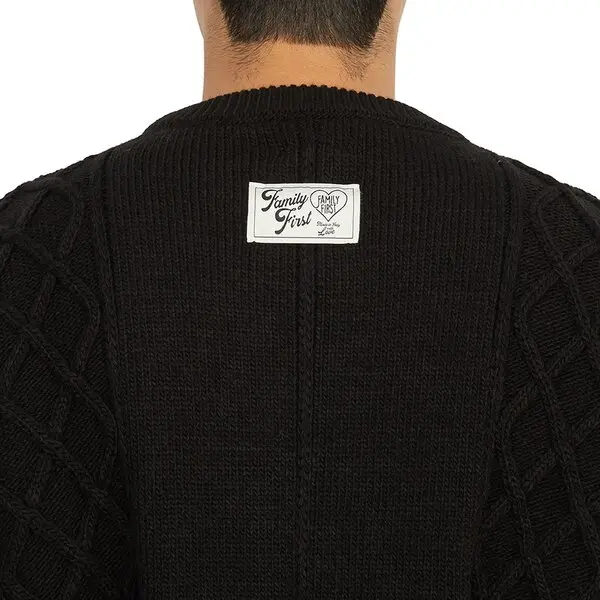 FAMILY FIRST Long-sleeve Crewneck Sweater With Ribbed Details