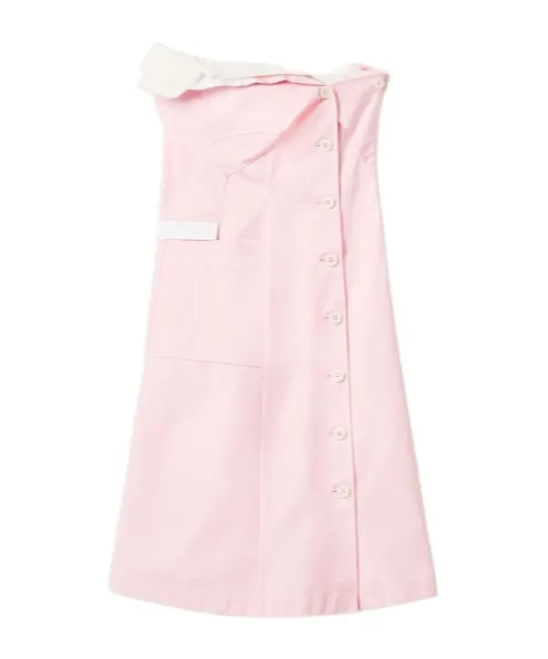Miu Miu Strapless Layered Mini Dress - Snow Pink