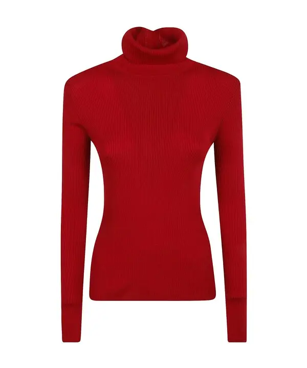 P.a.r.o.s.h Ribbed Turtleneck Knit Sweater With Back Slit