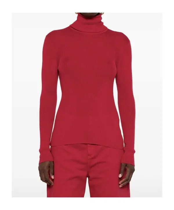 P.a.r.o.s.h Ribbed Turtleneck Knit Sweater With Back Slit