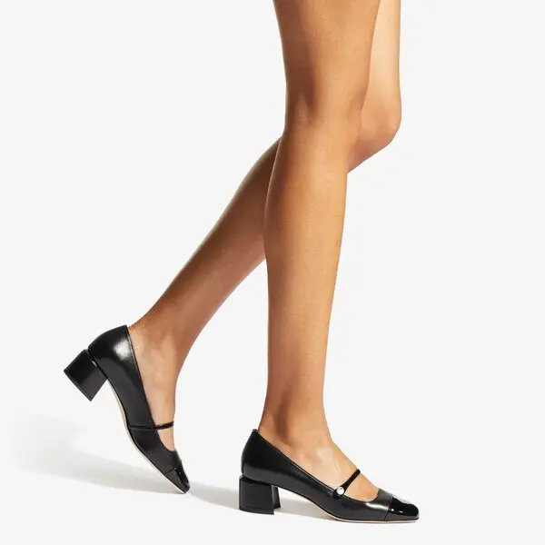JIMMY CHOO Elisa 45 Heeled Pumps With Pearl Strap - Black