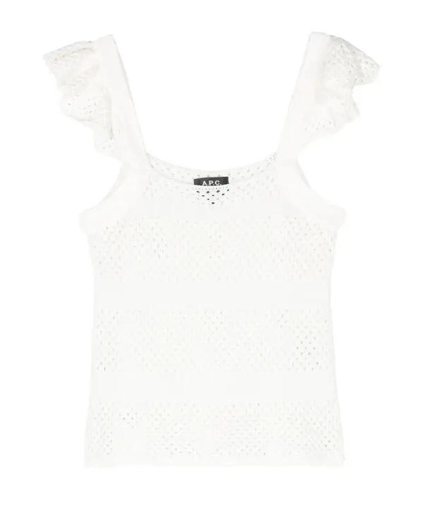 A.p.c. Ruffle Detail Open-knit Top - White