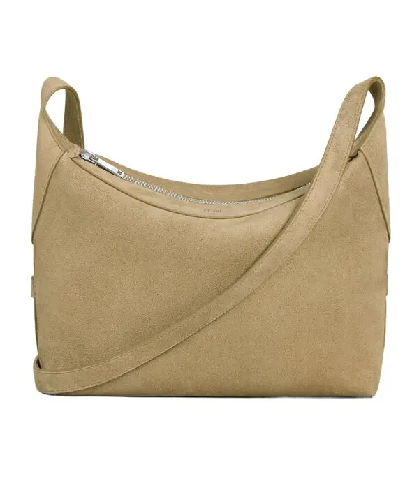Celine Crossbody Bag In Suede Calfskin - Stone Beige